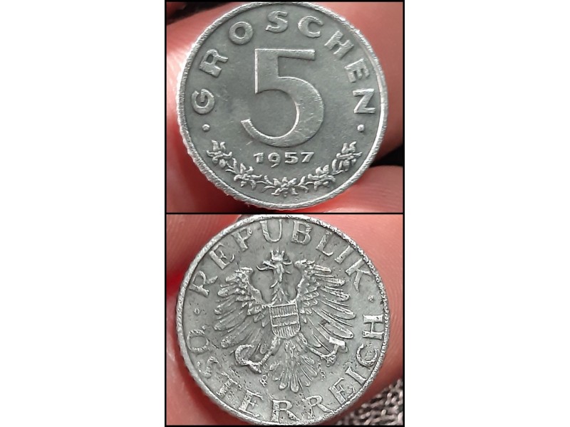 Republika Austrija ,5 groschen ,1957 god.