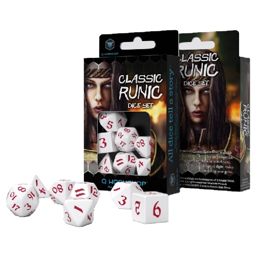 CLASSIC RUNIC WHITE AND RED DICE SET