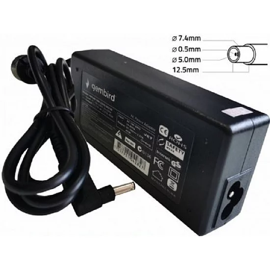 GEMBIRD NPA65-185-3500 (HP04) PUNJAČ ZA LAPTOP 65W-18.5V-3.5A, 7.4X5.0MM BLACK PIN (819 ALT=HP11) 38958 CENA