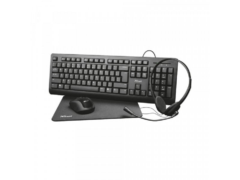 TRUST PRIMO 4-IN-1 SET TASTATURA MIŠ SLUŠALICE PODLOGA CRNA (24260) CENA