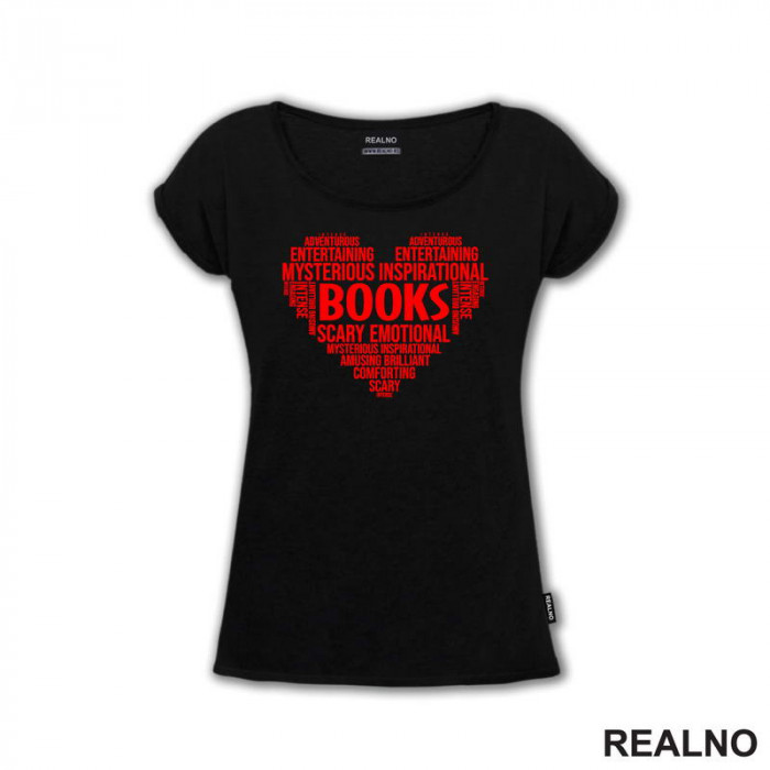 RED HEART - BOOKS - ČITANJE - KNJIGE - MAJICA