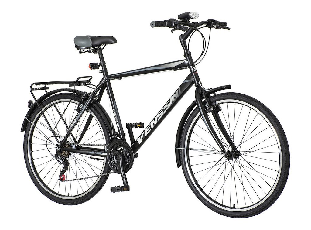 BICIKL CITY VENSSINI MILANO 26" 20" V-BRAKE 18 BRZINA 155-178CM (S/M) CRNO SIVI