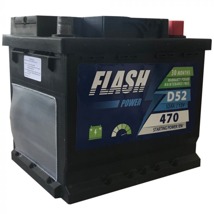 FLASH POWER Akumulator 12V 52Ah 470A desno+