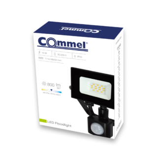 Commel LED Reflektor 10 W Sa Detektorom Pokreta, 4000 K, 800 lm, Crni – C 307-219
