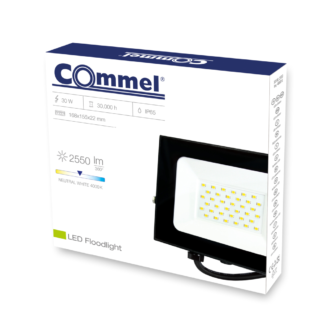 Commel LED Reflektor 30 W, 4000 K, 2250 lm, IP65, Crni – C 306-239