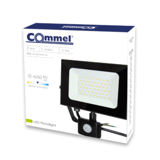 Commel LED Reflektor 50 W Sa Detektorom Pokreta, 4000 K, 4250 lm, Crni – C 307-259