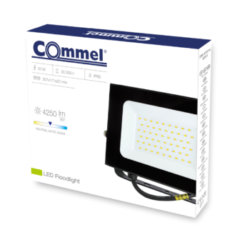 Commel LED Reflektor 50 W, 4000 K, 4250 lm, IP65, Crni – C 306-259