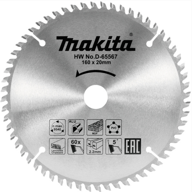 Makita TCT list testere Ø165mm 60 zuba, D-65573