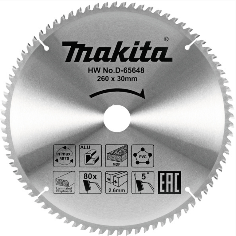 Makita TCT list testere Ø216mm 80 zuba, D-65626