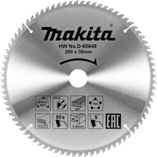 Makita TCT list testere Ø260mm 80 zuba, D-65648