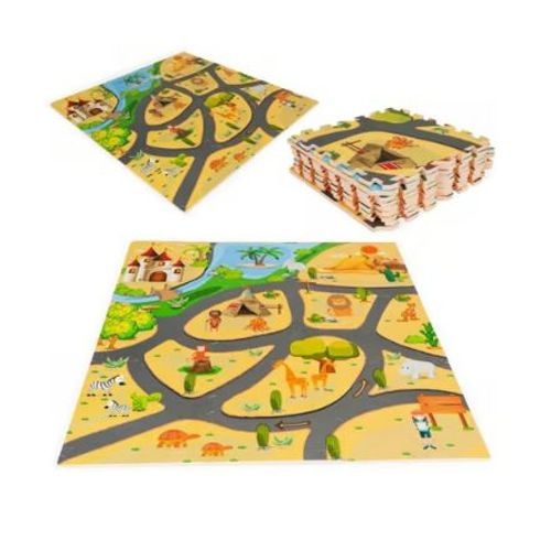 Eco Toys Podloga Za Igru Za Decu Safari Puzzle 9 Elemenata 93X93Cm