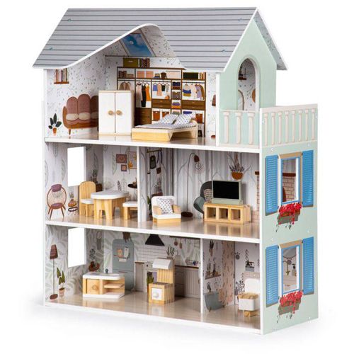 Eco Toys Drvena Kućica Za Lutke Sa Nameštajem Emma Residence