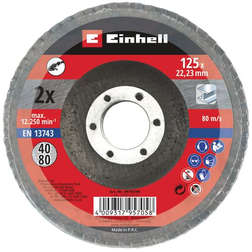 Einhell Pribor za brusilice 2-delni set lamelnih brusnih ploča Ø125mm (1xG40, 1xG80)