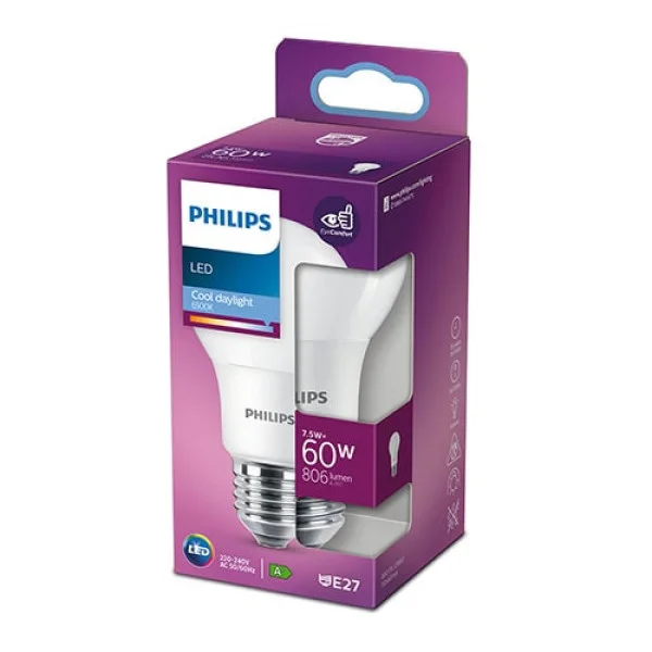 Philips PS745 LED 7,5W (60W) A60 E27 CDL 6500K FR ND 1PF/10