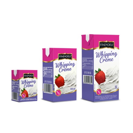 FINE&DELI Whipping cream krem za pripremanje šlaga 25% 1L 0,5L 0,2L