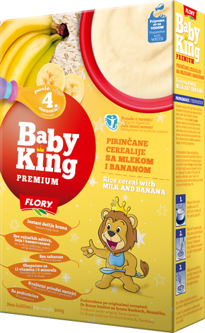 BABY KING PREMIUM PIRINČANE CEREALIJE SA MLEKOM I BANANOM OBOGAĆENE VITAMINIMA I MINERALIMA