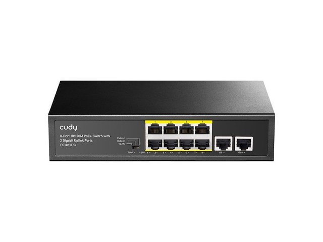 Cudy FS1010PG 8-Port 10/100M PoE+ Switch, 2Uplink 10/100/1000M, 120W, 250m, steel (Alt.PFS3010-8ET)