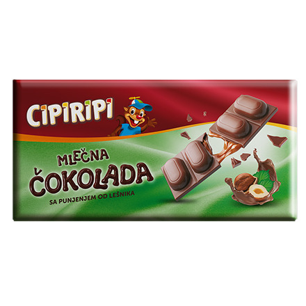 CIPIRIPI mlečna čokolada sa punjenjem od lešnika 100g