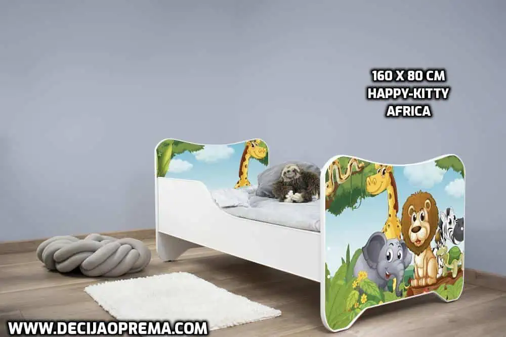 Dečiji krevet 160x80cm sa dušekom Happy Kitty Africa