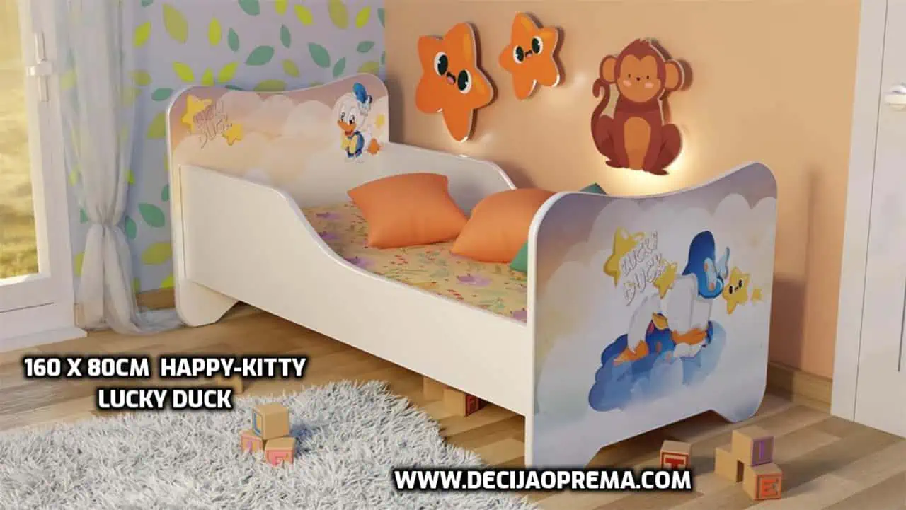 Dečiji krevet 160x80cm sa dušekom Happy Kitty Lucky Duck