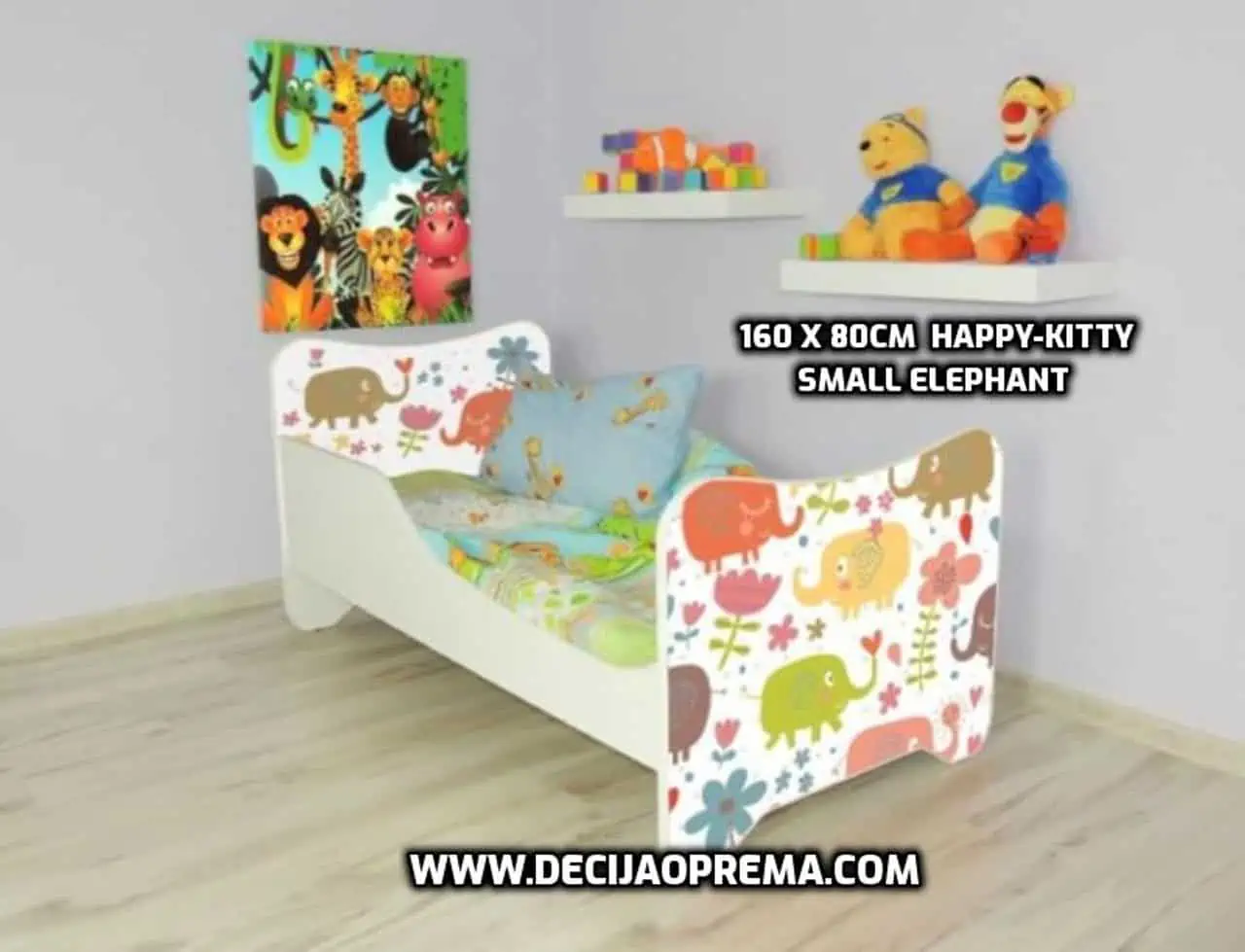 Dečiji krevet 160x80cm sa dušekom Happy Kitty Small Elephant