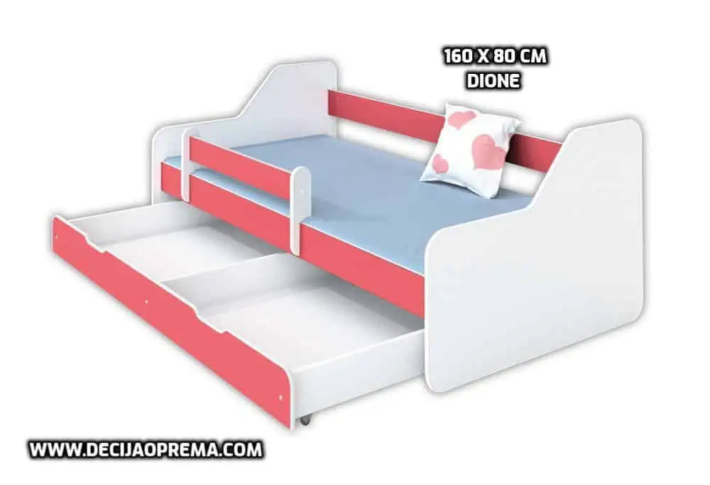 Dečiji krevet 160x80cm sa dušekom i fiokom Dione Pink