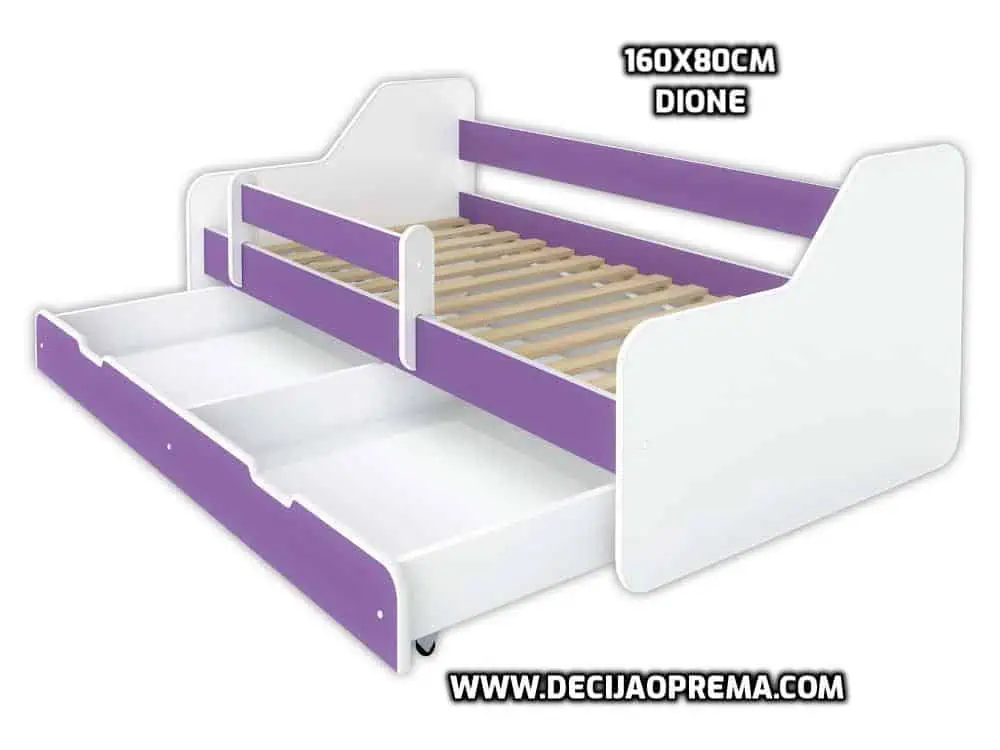 Dečiji krevet 160x80cm sa dušekom i fiokom Dione Purple