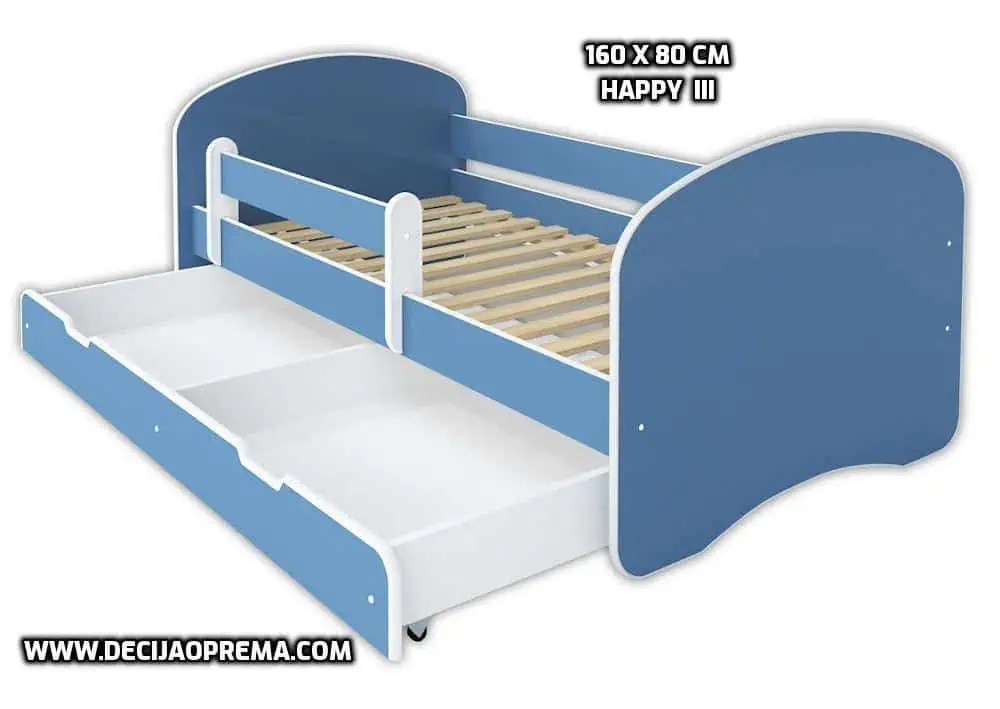 Dečiji krevet 160x80cm sa dušekom i fiokom Happy III Blue