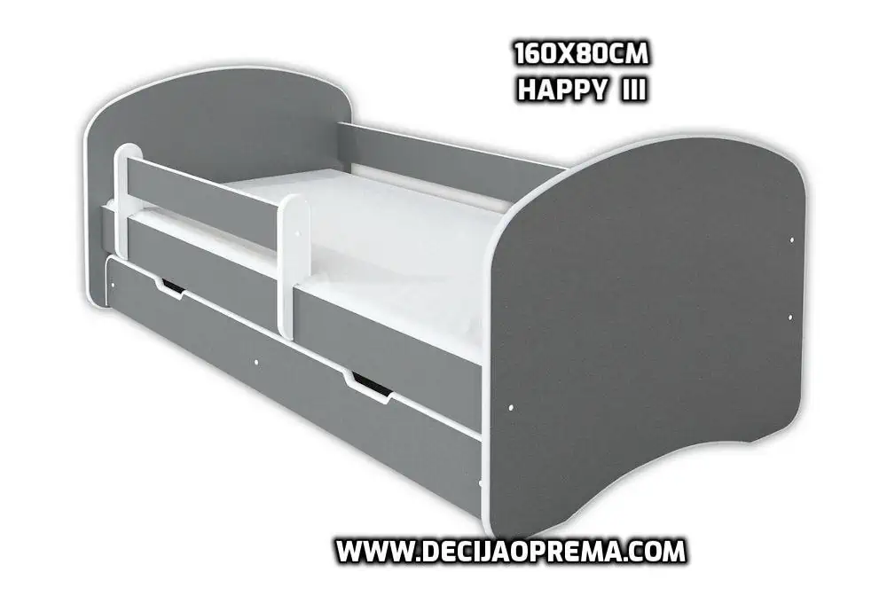 Dečiji krevet 160x80cm sa dušekom i fiokom Happy III Grey
