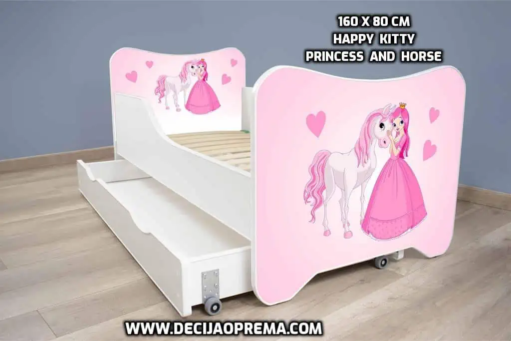Dečiji krevet 160x80cm sa dušekom i fiokom Happy Kitty Princess and Horse