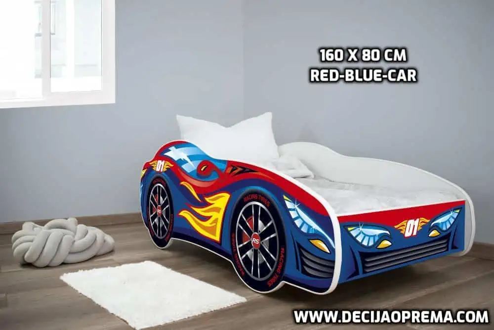 Dečiji krevet 160x80cm sa dušekom Red Blue Car
