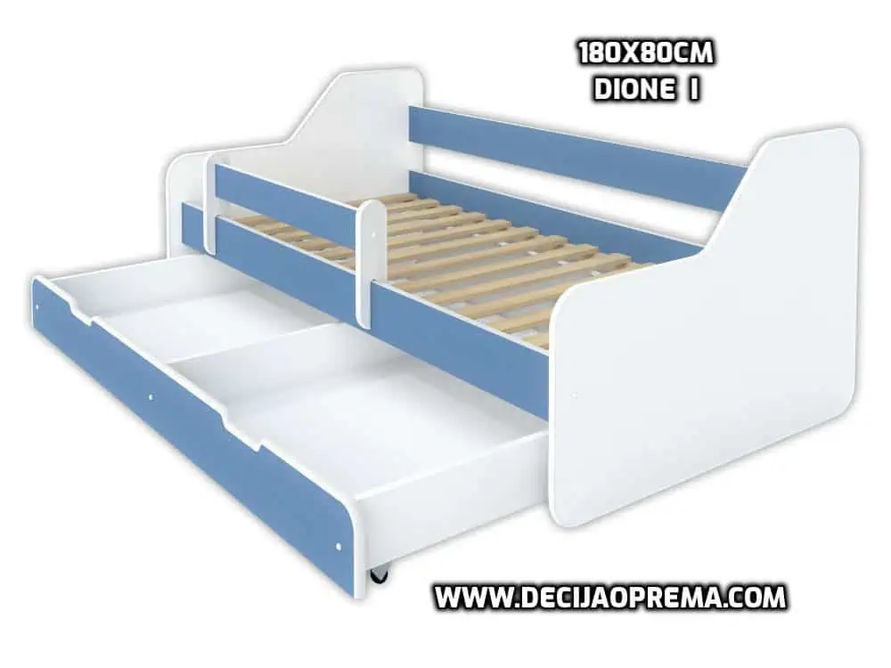 Dečiji krevet 180x80cm sa dušekom i fiokom Dione Blue