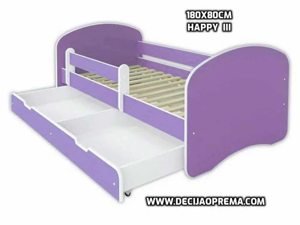 Dečiji krevet 180x80cm sa dušekom i fiokom Happy III Purple