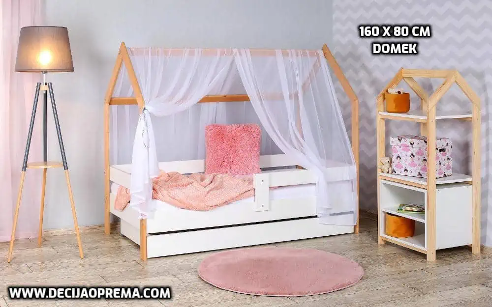 Dečiji krevet kućica Domek 160x80cm sa fiokom i dušekom