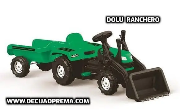 Traktor na pedale Dolu Ranchero sa kašikom i prikolicom Zeleni