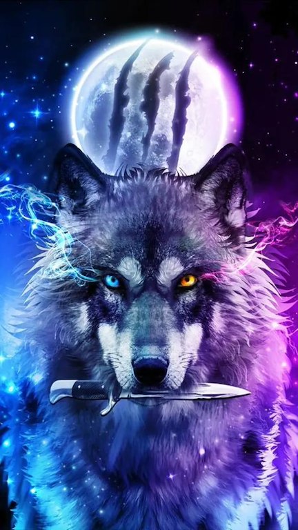 Wolf with knife