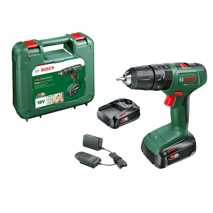 Bosch akumulatorska vibraciona bušilica - odvrtač EasyImpact 18V-40; 2x2,0 Ah (06039D8108)