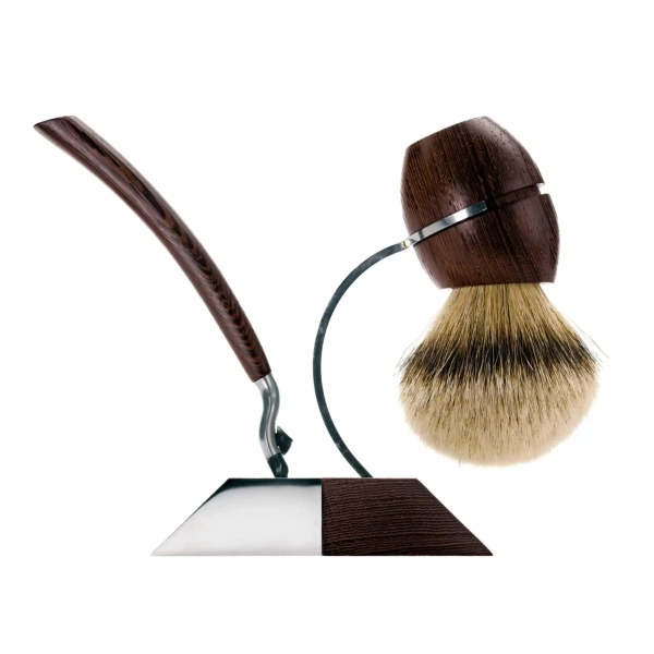 Acca Kappa Shaving Set With Stand – Wenge’ Wood – „Mach 3“ Razor – Set za brijanje od Wenge drveta sa brijačem i postoljem