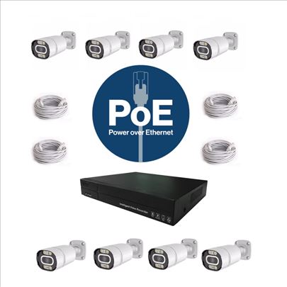 POE set komplet 8 kamera za vudeo nadzor 12mpx poe