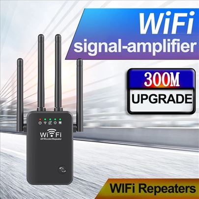 Wifi repeater sa 4 antene crni ripiter interneta
