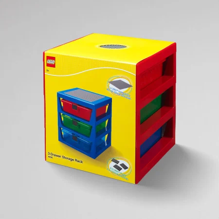 Lego polica sa 3 fioke i podlogom za gradnju - crvena ( 40950001 )