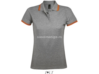 Sols Pasadena Ženska majica sa kragnom vel. L Melange Grey/Orange 00578