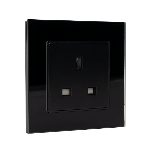 UK TYPE SOCKET 13A GLASS FRAME BLACK