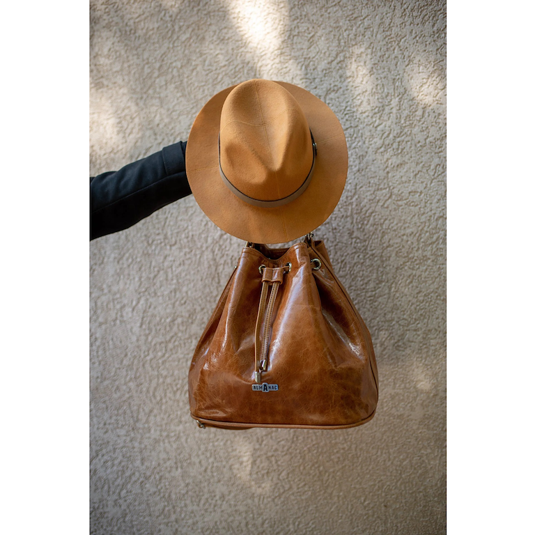 Almanac Leather Ženska kožna torba Bucket Bag Cognac BBC