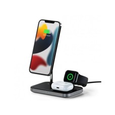 SATECHI Aluminium 3-in-1 Magnetic Wireless Charging Stand (iPhone 12/13, Apple Watch, AirPods Pro, USB-C cable included) - Black