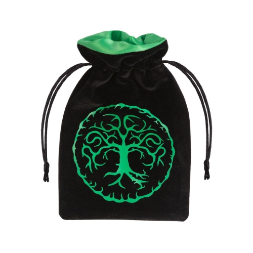 FOREST BLACK AND GREEN VELOUR DICE BAG