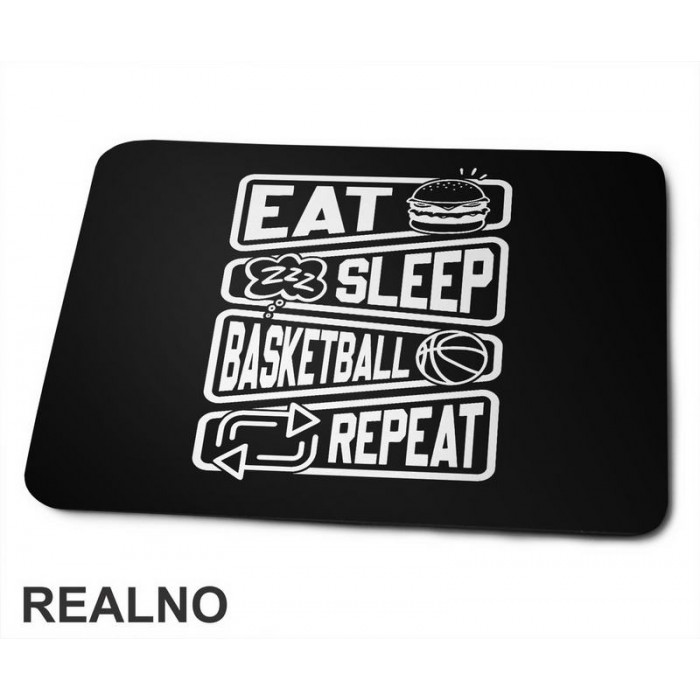 EAT, SLEEP, BASKETBALL, REPEAT - SYMBOLS - KOŠARKA - NBA - PODLOGA ZA MIŠ