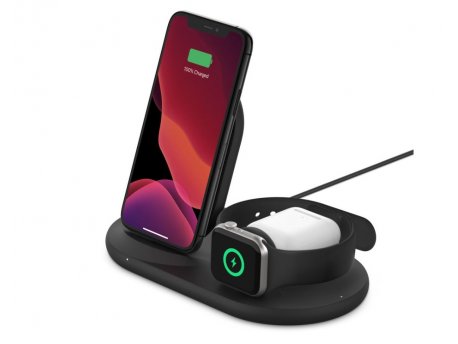 BELKIN BOOST CHARGE 3-IN-1 WIRELESS CHARGER FOR APPLE DEVICES - BLACK CENA