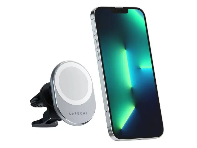 SATECHI MAGNETIC WIRELESS CAR CHARGER – SILVER