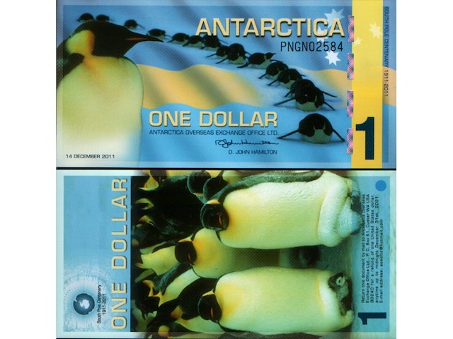 Antartica 1 Dollar 2011. UNC Polymer.